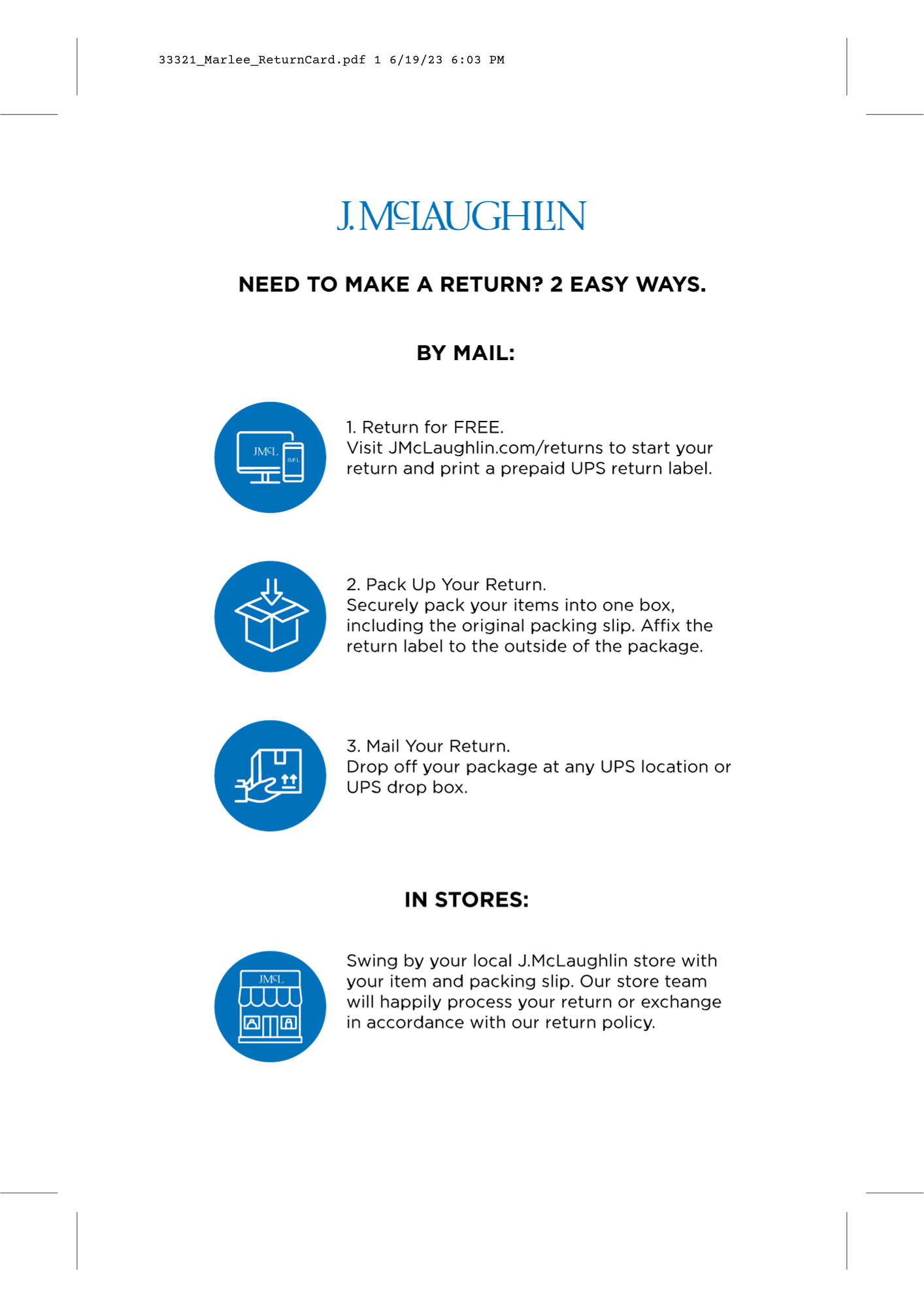 Return Instructions Card – Marlee Packaging
